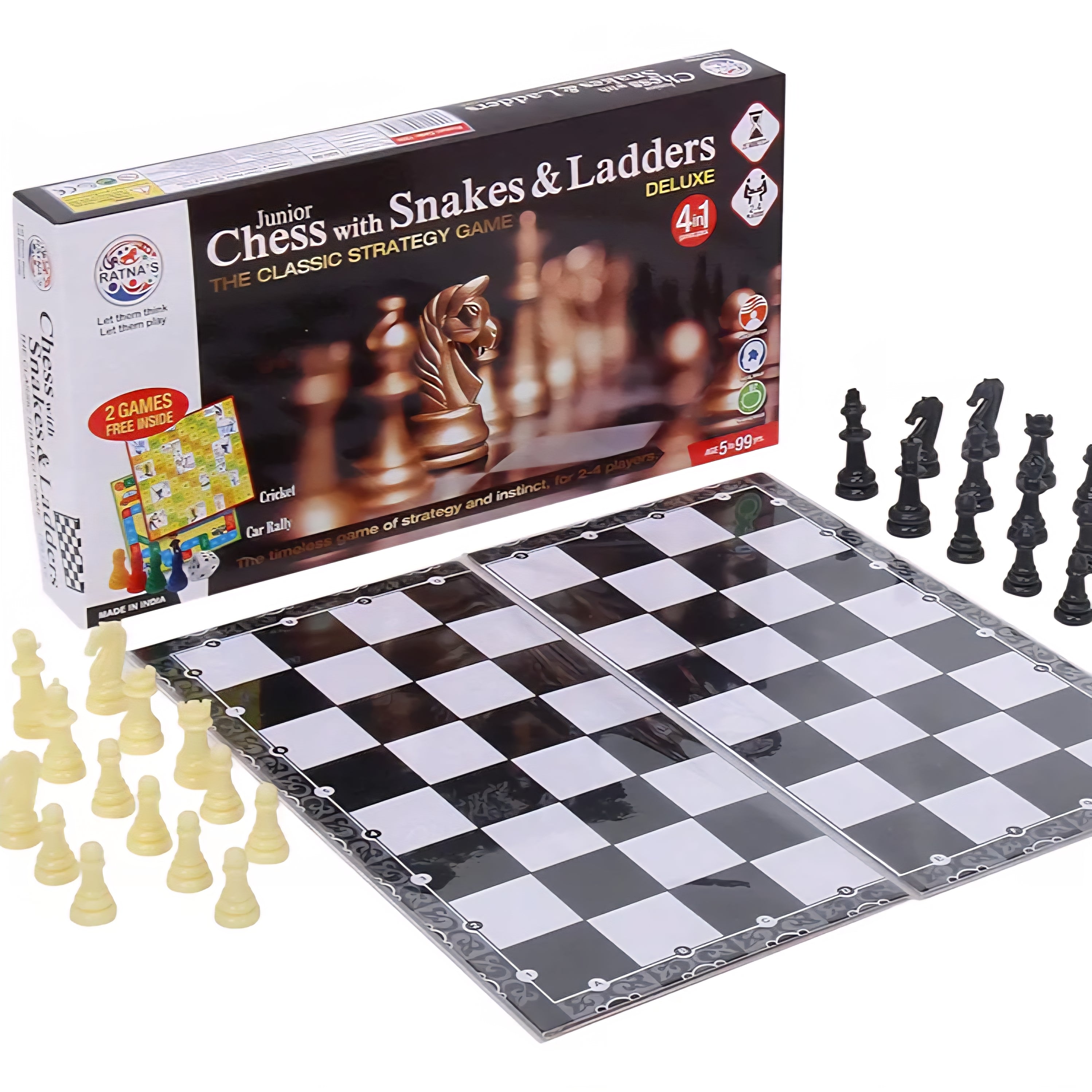 Junior Chess witg Snakes & Ladders Deluxe 4in1 Board game – KEERTHI ...